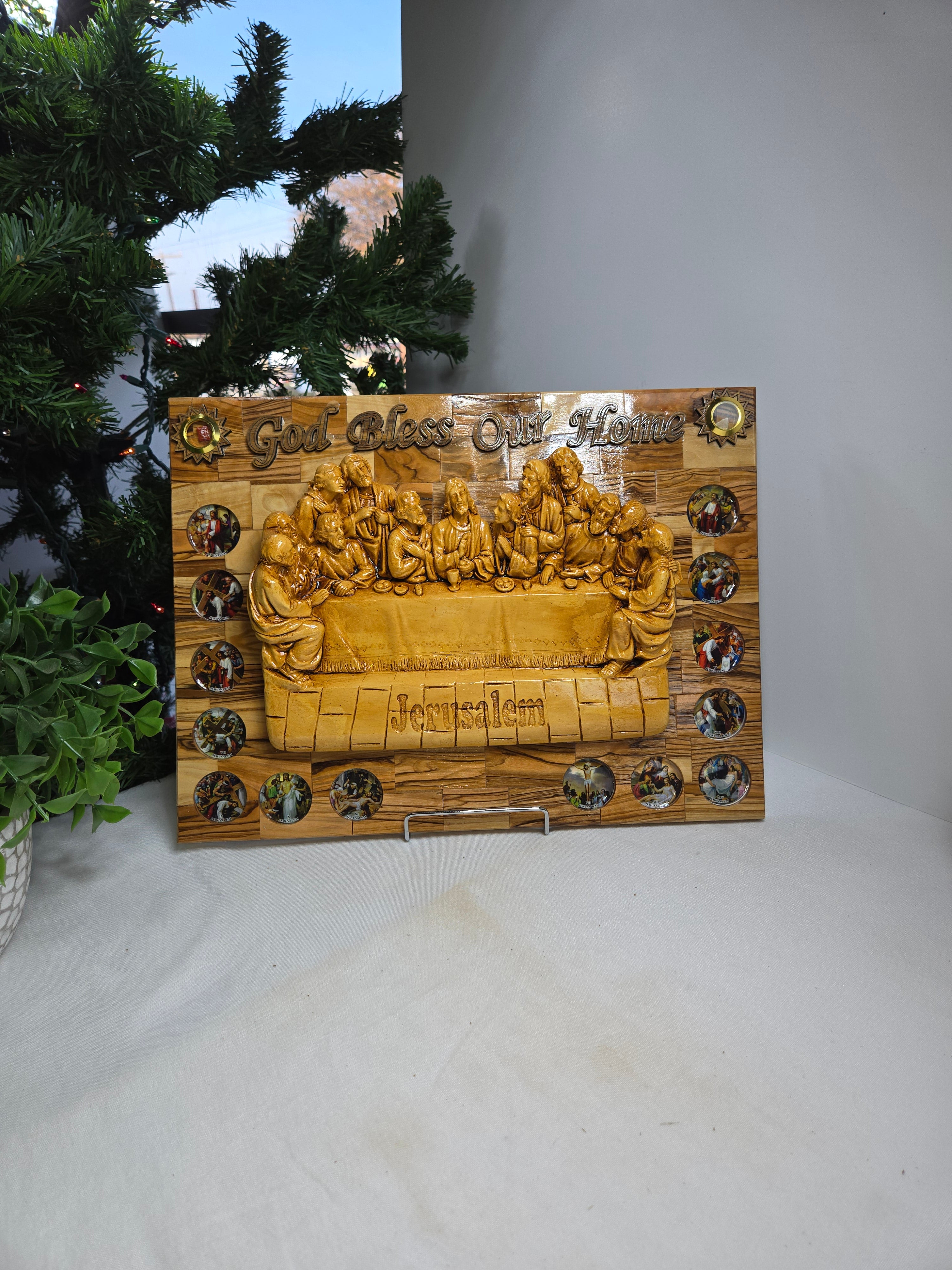 The Last Supper with Our Father Prayer Wall Plaque – Holyland Artisans